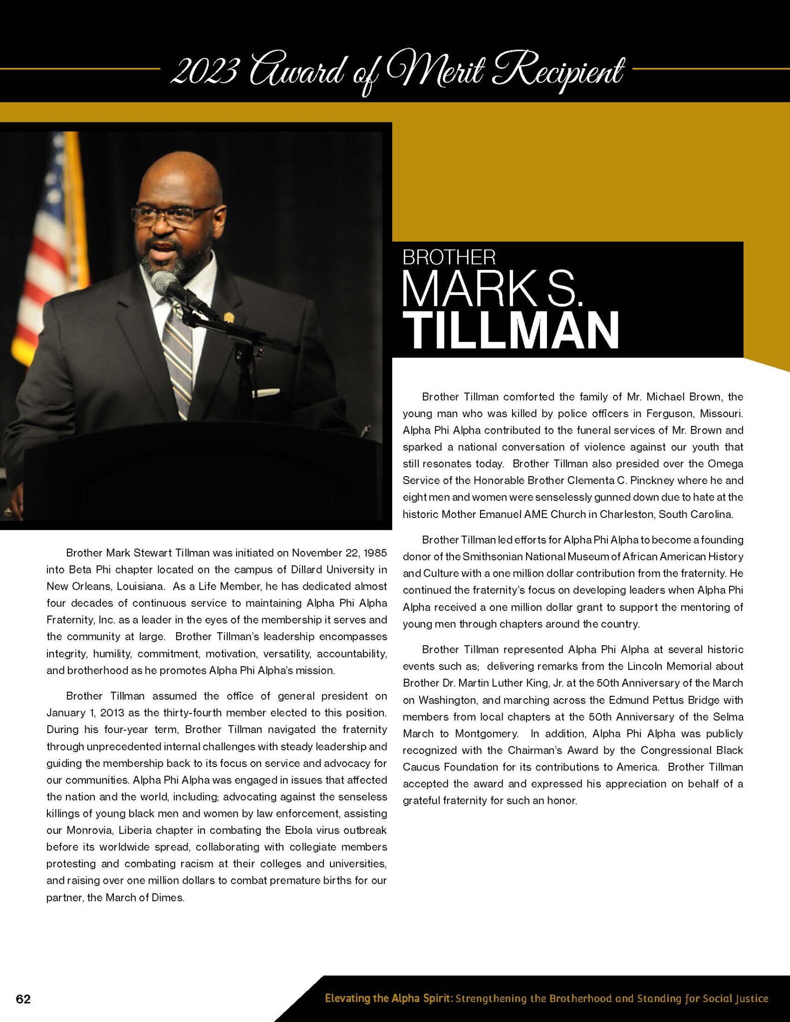 Past General President Brother Mark S. Tillman Awarded the Alpha Award ...