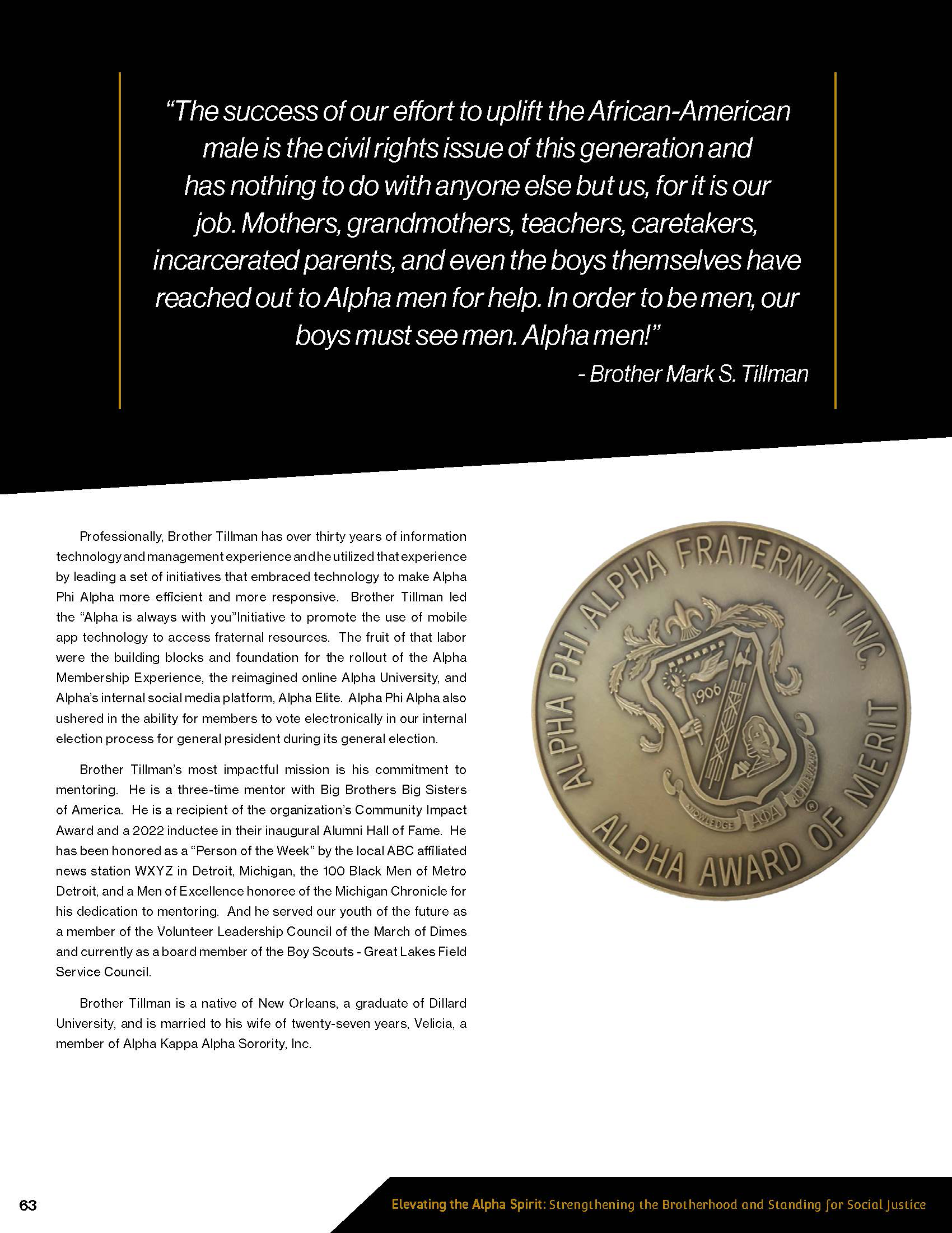 Past General President Brother Mark S. Tillman Awarded the Alpha Award ...