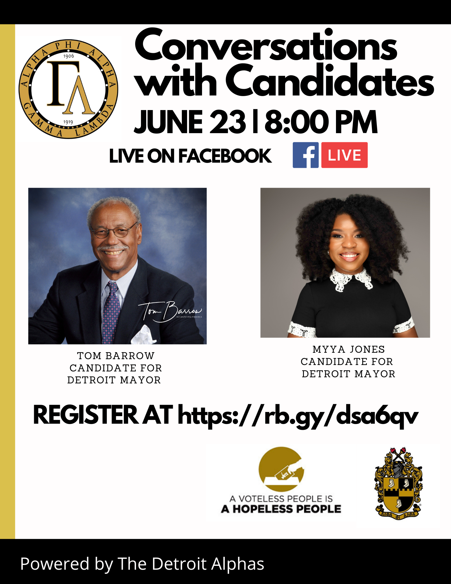 Conversations with Candidates: Tom Barrow and Myya Jones – Detroit Alphas